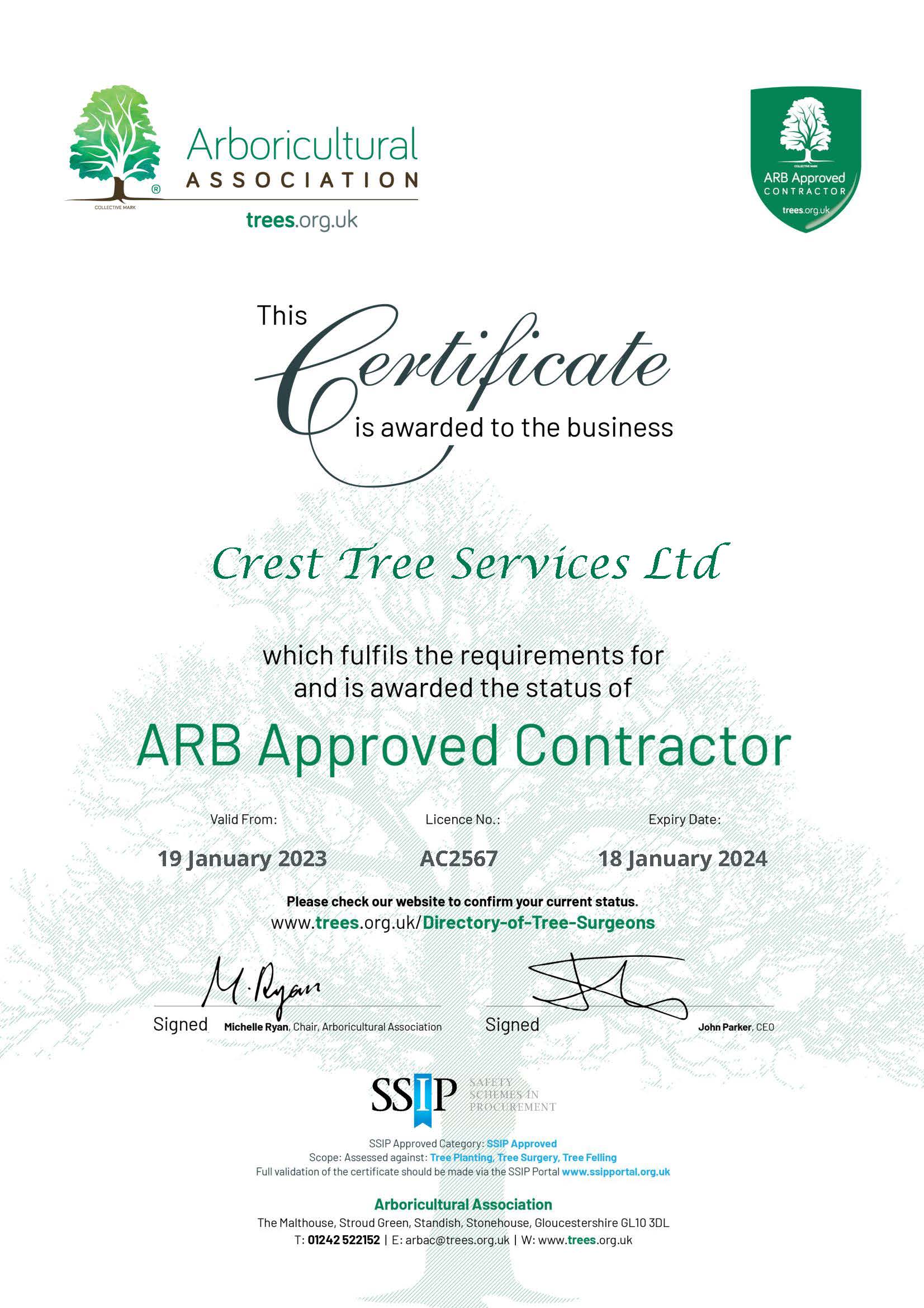 Crest Tree Services Ltd | Tree Care Accreditations Crest Tree Services Ltd | Tree Care Accreditations